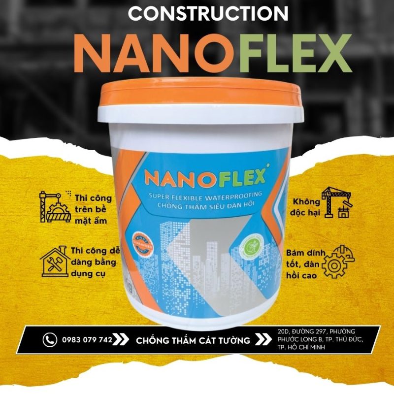 Nano Flex chống thấm 2 thành phần gốc xi măng siêu đàn hồi